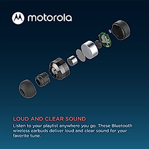 Motorola Moto Buds 120 - True Wireless Bluetooth Earbuds with Microphone & Compact Charging Case - IPX5 Water Resistant, Voice & Smart Touch-Control, Lightweight Comfort-Fit, Clear Sound - Black