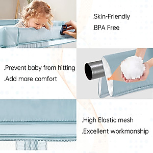 Baby Playpen,Foldable Playpen for Babies and Toddlers,Baby Play Pen with Zipper Door,Baby Play Yards Center,79"x59"Baby Fence(Light Blue)