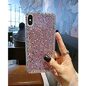 Accgoal for iPhone XR Case,for iPhone XR Glitter Sparkle Bling Case for Girly Women,Rhinestone Bumper Protective Pink Cover for Apple iPhone XR (Pink)