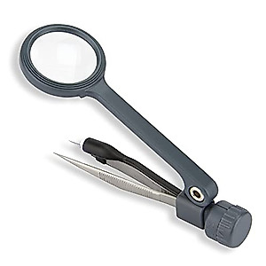 Carson Lighted MagniGrip 4.5x LED Lighted Magnifier with Precision Tweezers (MG-88)