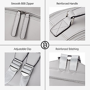 BOSTANTEN Genuine Leather Backpack Purse for Women 15.6 inch Laptop Backpack Large Travel College Shoulder Bag Grey