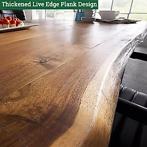 HM&DX Industrial Solid Wood Dining Table,Rectangle Kitchen Table Farmhouse Live Edge Dining Table,Wooden Table Top & Metal Base,Long Dining Room Table for 2,4,6,8(47.2" L x 23.6" W x 29.5" H, Brown)