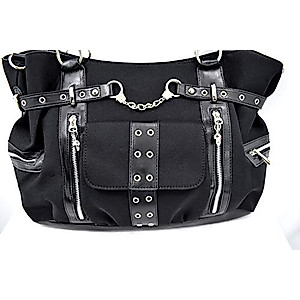Lost Queen Rise Up Handcuff Goth Punk Rock Black Tote Crossbody Bag Purse