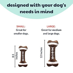 Huxley & Kent for Dogs | Football Bone (Small) | Power Plush Dog Toy with Squeaker | Funny Dog Toy | Cute Dog Toy | H&K Squeaky Dog Toy