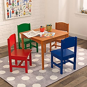 KidKraft Nantucket Kid's Wooden Table & 4 Chairs Set with Wainscoting Detail - Primary, Gift for Ages 3-8