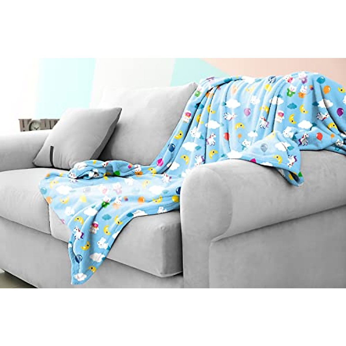 Bambino Velvet Dreams Blankie - Ultra Soft Super Plush Fleece Throw Blanket (60"x50") Blue