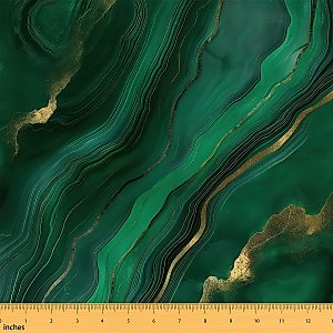 Erosebridal Green Golden Marble Fabric by The Yard, Geometric Upholstery Fabric, Dark Green Ink Marble Stripe Ink Painting Decorative Fabric for Adults, Gradient Indoor Outdoor Fabric, 1 Yard