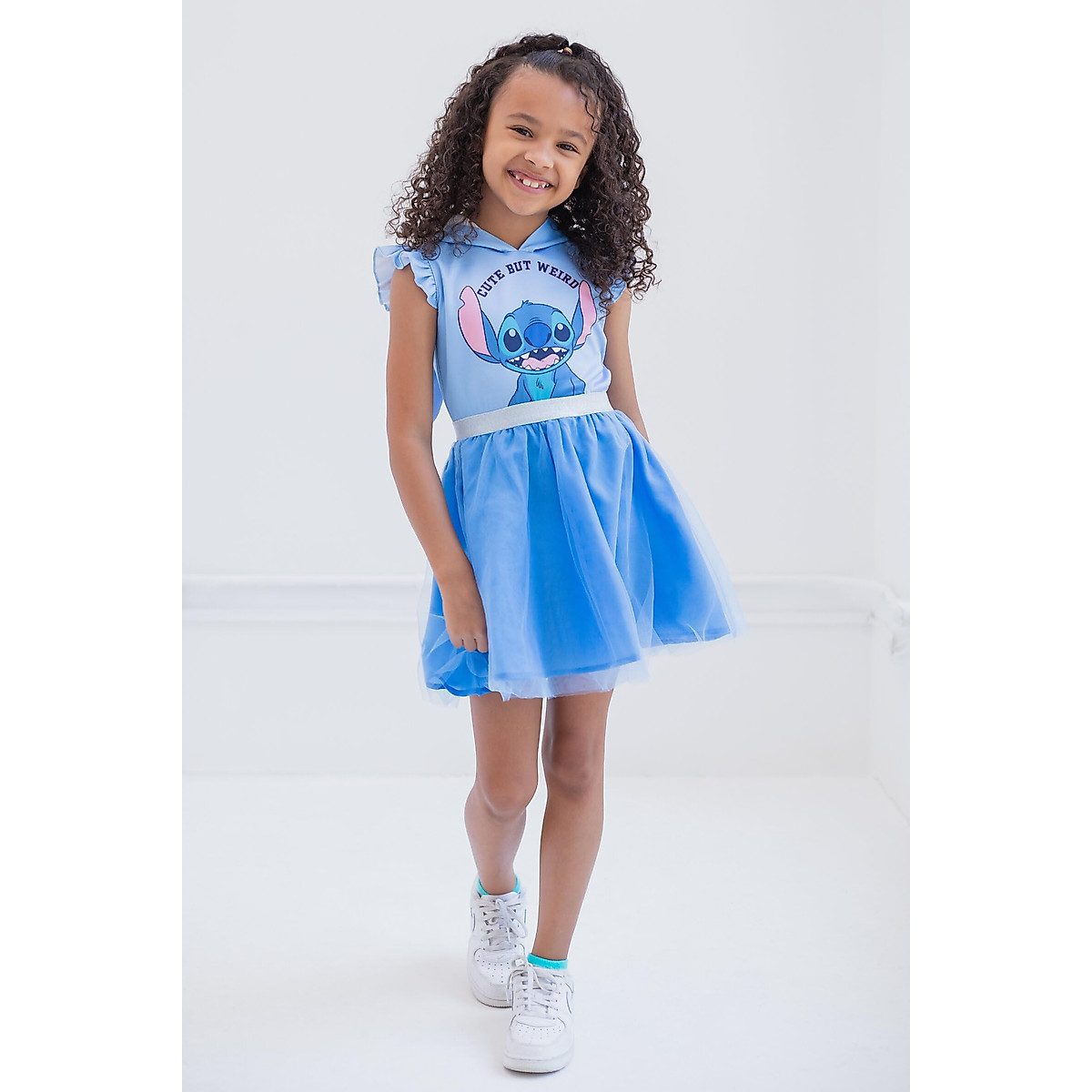Disney Lilo & Stitch Little Girls Mesh Cosplay Short Sleeve Dress Blue 5
