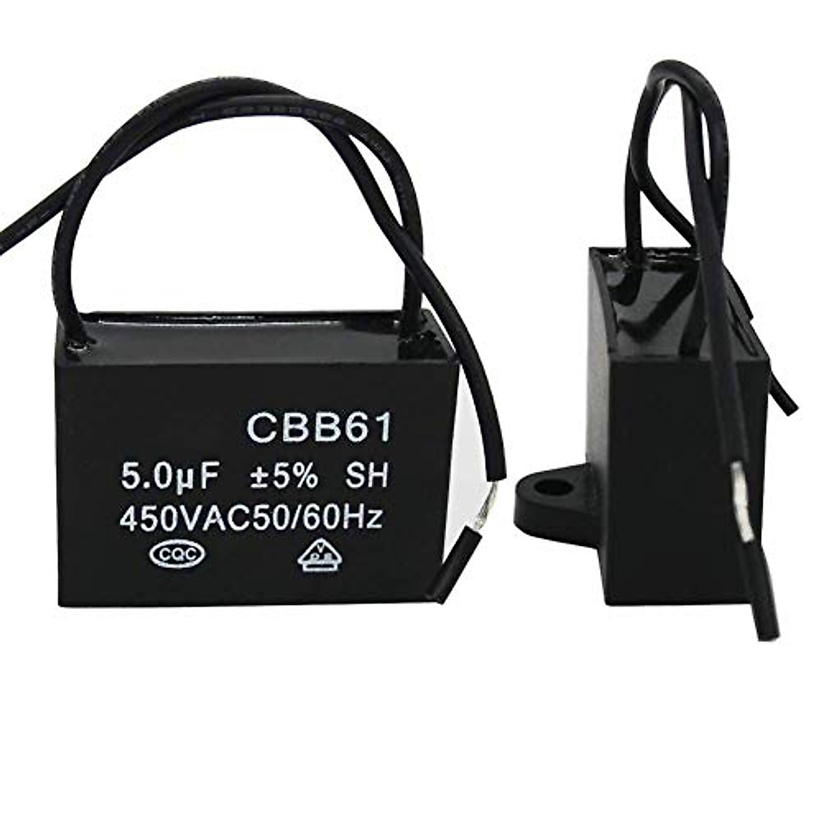 Twidec/2Pcs 450V AC 50/60Hz Run Capacitor 2-Wire Metallized Polypropylene Film Capacitors for Ceiling Fan Motor Start Run 5uf CBB61-5