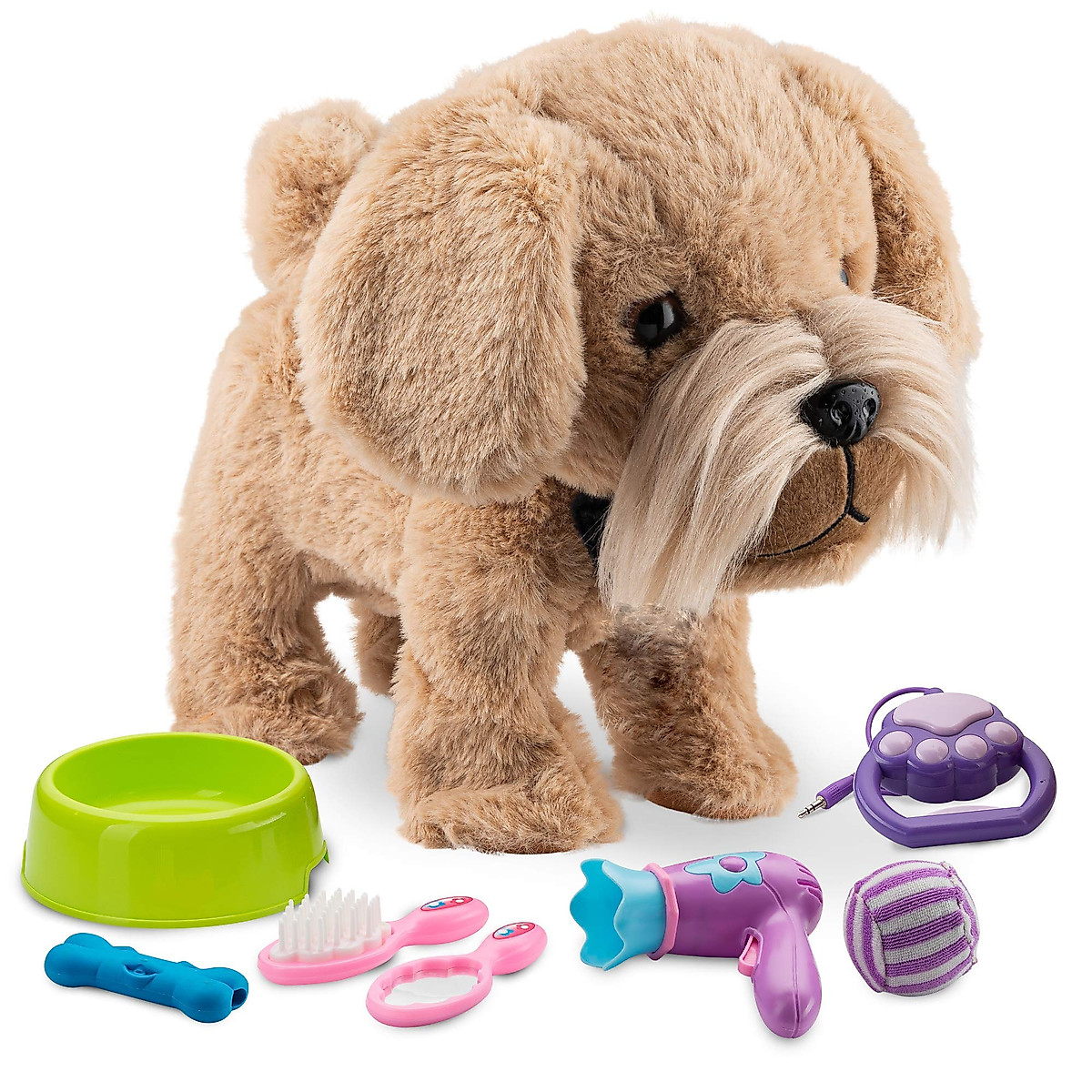 Greenbo Toy Dog Remote Control Barking and Walking Dog Toy for Kids with Leash Includes Interactive Toy Puppy Accessories Great Gift Dogs for Girls Boys