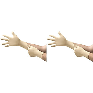 Ansell Microflex Diamond Grip MF-300 Disposable Latex Gloves for Automotive, Machinery Industries - Large, Natural Clear (Box of 100) (Pack of 2)