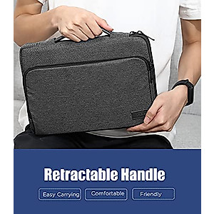 MoKo 9-11 Inch Tablet Sleeve Bag Carrying Case with Retractable Handle Fits New 11-inch iPad Pro M4/iPad Air M2 2024, iPad Air 5/4th 10.9, iPad 10th Gen 10.9, iPad Pro 11, iPad 9/8th 10.2, Black&Gray