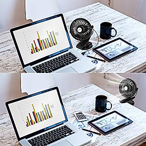 SkyGenius Battery Operated Clip on Mini Desk Fan, Black