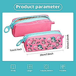2 Pieces Unicorn Pencil Pouch Small Pencil Case School Pencil Bag Kids Pencil Pouch Cute Unicorn Pen Pouch Stationery Storage Bag Makeup Bag with Large Zipper for School Office Girls, Pink and Blue