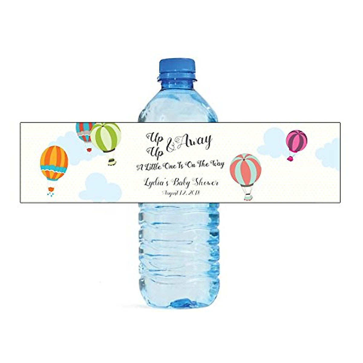 Up Up and Away Hot Air Balloon Water Bottle Labels Baby Shower
