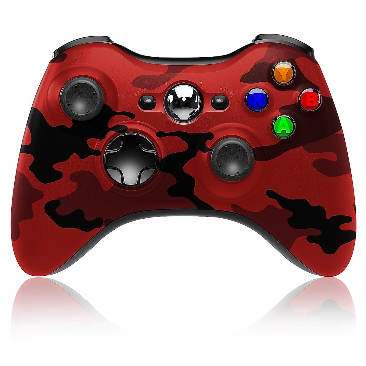 BUERTT Wireless Controller for Xbox 360, 2.4GHZ Game Joystick Controller Gamepad for Xbox 360 & Slim Console and PC Windows 7/8/10,No Audio Jack,Camo Red