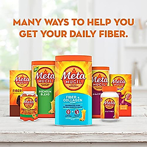 Metamucil Daily Fiber + Collagen, Psyllium Husk Powder, Plant Based, Sugar-Free with Stevia, 3-in-1 Fiber for Digestive Health, Orange Flavored, 90 Doses (29.8 OZ Fiber Powder)