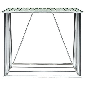 vidaXL Garden Firewood Storage Shed- Galvanized Steel Green Log Shed- Compact Outdoor Wood Storage Solution- 64.2"x32.7"x60.6"- Durable and Easy to Assemble