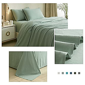 Luxury Soft King Size Sheet Set - Breathable & Cooling Sheets - Hotel Quality Bed Sheets King - Extra Soft - Deep Pockets 15 Inch - Easy Fit - 4 Piece Set - Wrinkle Free King Sheets,Sage Green