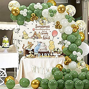 Classic Bear Backdrop 1st Birthday Cartoon Animal Honey Bear Forest Friends Photography Background Boy Girls Newborn Party Decorations Supplies Cake Table Banner 7x5FT, 7x5FT(210x150cm)