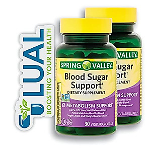 Maintain Healthy Blood Sugar Levels with Spring Valley's Dietary Supplement. Includes Luall Fridge Magnetic + Spring Valley Blood Sugar Support Dietary Supplement, 30 Count