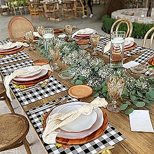 Thanksgiving Pumpkin Placemats for Kitchen Dining Table Decor Autumn Leaf Sunflower It's Fall Y'all Placemats Black White Buffalo Plaid Table Mats for Thanksgiving Party Holiday Fall Decor- Set of 4