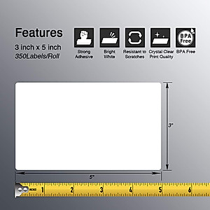BETCKEY - 3" x 5" (76 mm x 127 mm) Multipurpose & Large Shipping Labels Compatible with Zebra & Rollo Label Printer,Premium Adhesive & Perforated [16 Rolls, 5600 Labels]