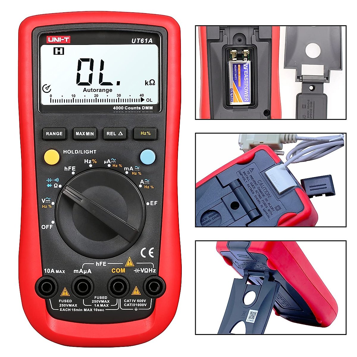 UNI-T UT61A Digital Multimeter Modern DMM Transistor NCN Tester Voltage Current Resistance Frequency Meter LCD Back-Light