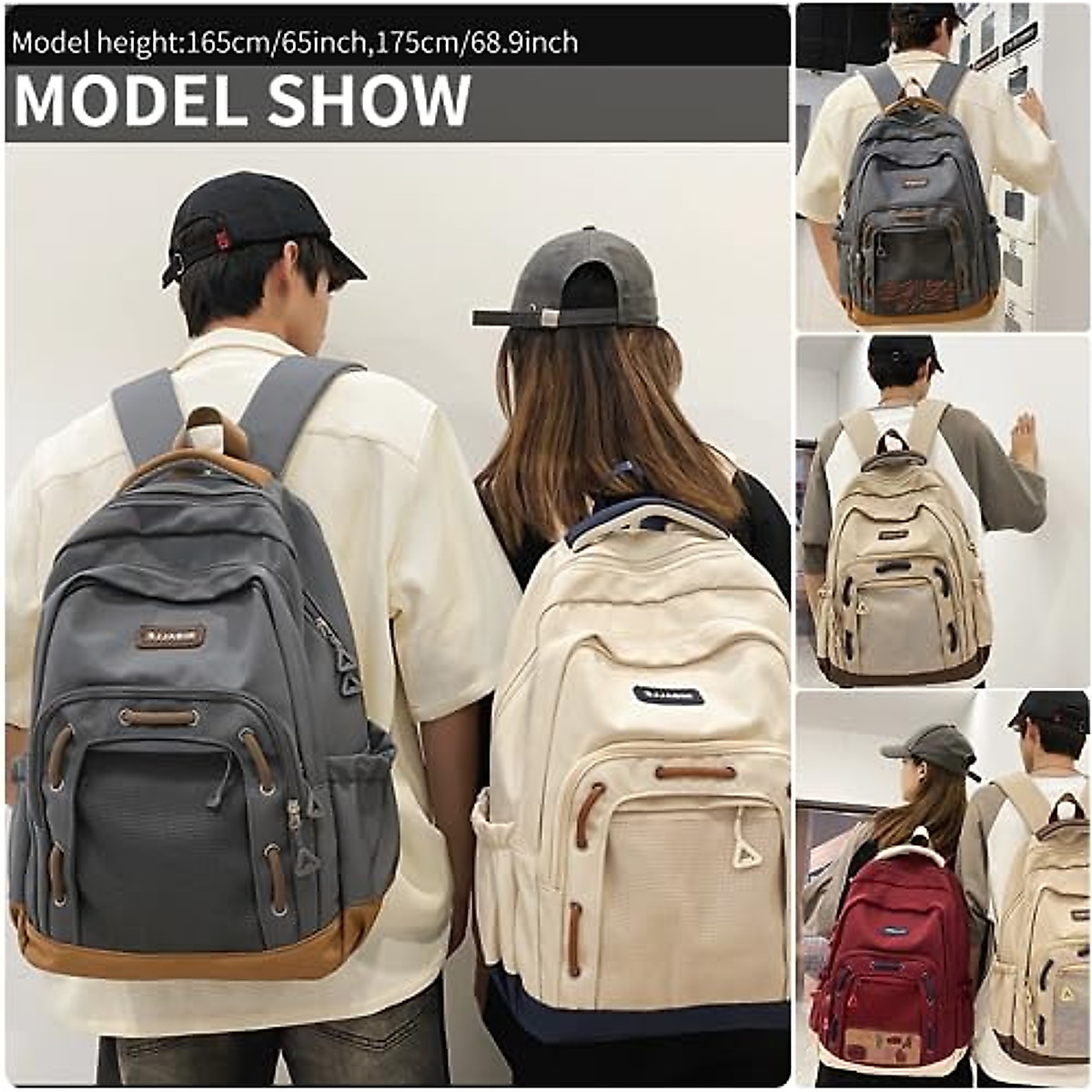 iwhgrmp Kawaii Backpacks Big Capacity Travel Backpack Cute Aesthetic Daypacks Water Resistant Casual Bag (BlueWhite)