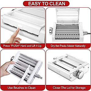 Pasta Maker Attachment for KitchenAid Stand Mixers -3 in 1 Set Pasta Attachments includes Pasta Roller, Spaghetti Fettuccine Cutter, Pasta Machine Attachment Accessories for KitchenAid
