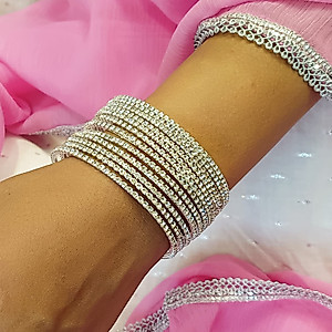 Efulgenz Indian Bangle Rhinestone CZ Crystal Wedding Bridal Bracelet Jewelry for Women