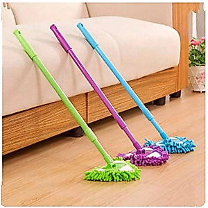 ALILILI 180 Degree Rotatable Adjustable Triangle Cleaning Mop,Multi-functional Retractable,Equipped With 2PCS Replacement Mop Cloth (Blue),3 Piece Set