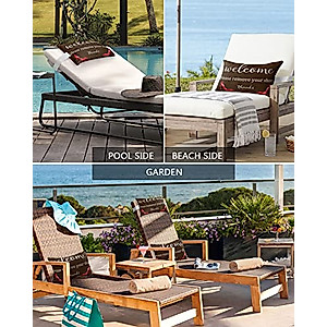 HilariousM Vintage High Heels Shoes Outdoor Pillows for Chaise Lounge Chair, Brown Red Waterproof Lumbar Head Support Pillow with Adjustable Elastic Band for Pool Patio Furniture Decorative