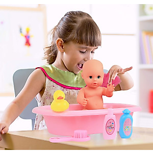 Click N' Play Baby Doll Bathtub Pretend Play Set with Accessories | Baby Bath Tub Play Set for Girls and Toddlers with 6 pcs Accessories | Baby Doll Bath Toy/Baby Doll Bathtub Set for Kids Ages 3+