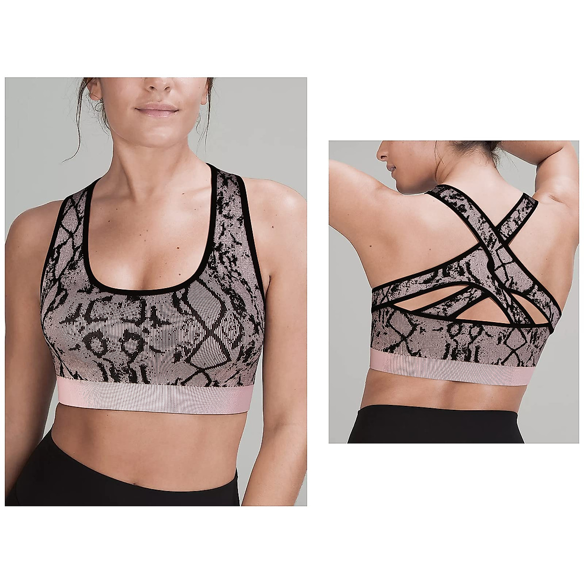 MOVINOW Sports Bra Seamless Medium Impact Longline Sports Bras for Women Yoga Bra Workout Removable Cups 3 Pack M