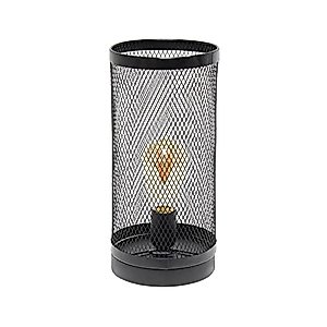 Simple Designs LT1075-BLK Cylindrical Steel Table Lamp, Black, 5.88 x 5.88 x 12.75