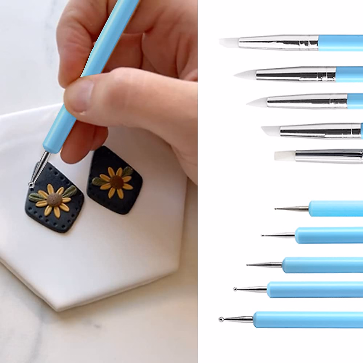 iMilotoz 18 PCS Clay Tools, Polymer Clay Sculpting Tools, Portable Double Sided Pottery Tools for Modeling, Carving, Molding, DIY Crafting, Nail Art