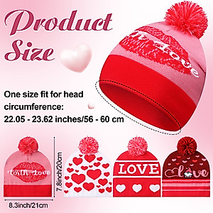 Valentine's Day Love Beanie Hats Heart Pattern Hats Warm Stretch Winter Knit Hat for Men Women Adult Valentine's Day Gifts (Heart,4 Pcs)