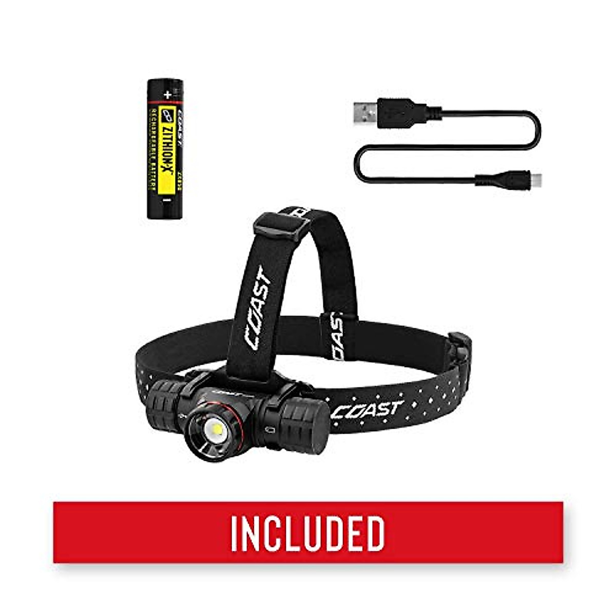 Coast® XPH34R 2075 Lumen USB-C Rechargeable-Dual Power LED Headlamp withPURE Beam® Twist Focus™ and Magnetic Base