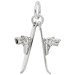 Skis Charm In Sterling Silver, Charms for Bracelets and Necklaces