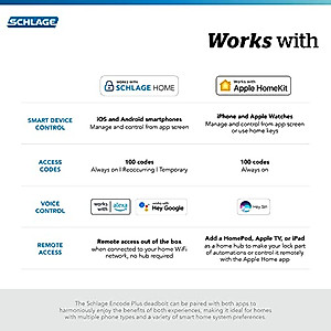 Schlage BE499WB CAM 619 Encode Plus WiFi Deadbolt Smart Lock with Apple Home Key, Keyless Entry Door Lock with Camelot Trim, Satin Nickel