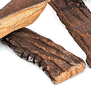 Barton 10-Pieces Ceramic Logs Set Gas Vented Fireplace Realistic Fire Log Stackable Logs Fire Place Fire Pit Insert Fireplace (10pcs) Wood Logs