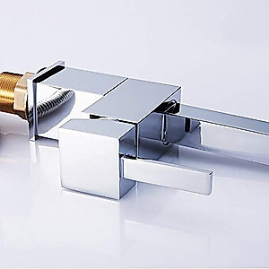 JiuZhuo Modern Single Handle Square Kitchen Sink Faucet with Pull Down Sprayer in Chrome