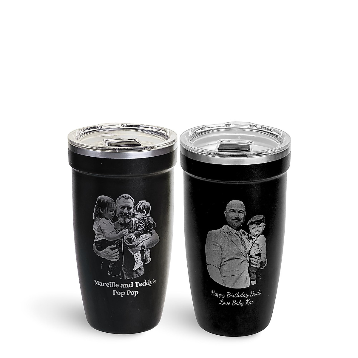 Personalized Photo Engraved Engraved Insulated Tumbler, Name Engraved Tumbler 16 oz. Stainless-Steel Travel Mug with Slide Lid, Custom Design Christmas Gift (Peyto 16) (Onyx)