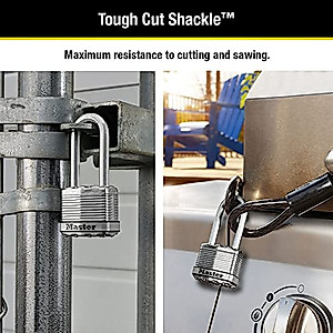 Master Lock M1XTRILH Magnum Heavy Duty Padlock with Key, 3 Pack Keyed-Alike,Silver