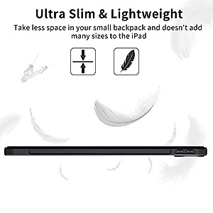 ProtUTab iPad Air 5th Generation Case 2022 / iPad Air 4 th Generation Case 2020 10.9-inch, Auto Wake&Sleep Slim Trifold Stand TPU Back iPad Air Case, Lightweight iPad Air 5th Gen Case, Black