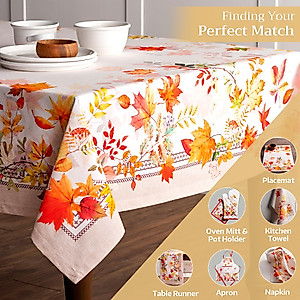 Maison d' Hermine 100% Cotton Table Cover - 60"x90" Rectangle Decorative Tablecloth - Washable Tablecloths for Dining, Home, Farmhouse & Party - for Thanksgiving & Christmas - Amarante Collection