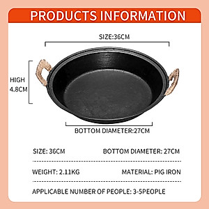 WANGYUANJI Cast Iron Skillet, Heavy-Duty & Large Pan, 14.2-Inch Dual Assist Handles Cast Iron Pan,Oven Safe Cookware - For Indoor/Outdoor, Grill, Stovetop Use(Black)