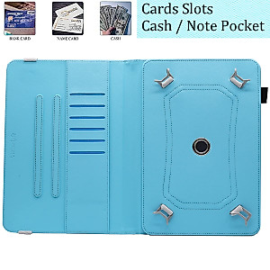 Universal 8 Inch Tablet Case, Universal 7 Inch Tablet Case, Viclowlpfe Multi-Angle Viewing Rotating Stand Wallet Case for 7.0-8.5 Inch Tablet, Blue Butterfly