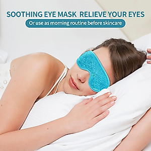 2PCS Gel Eye Mask, Reusable Hot Cold Therapy Eye Mask for Puffiness /Dark Circles/Eye Bags /Dry Eyes/Headaches/Migraines/Stress Relief, Cooling and Compress Eye Mask (Blue)